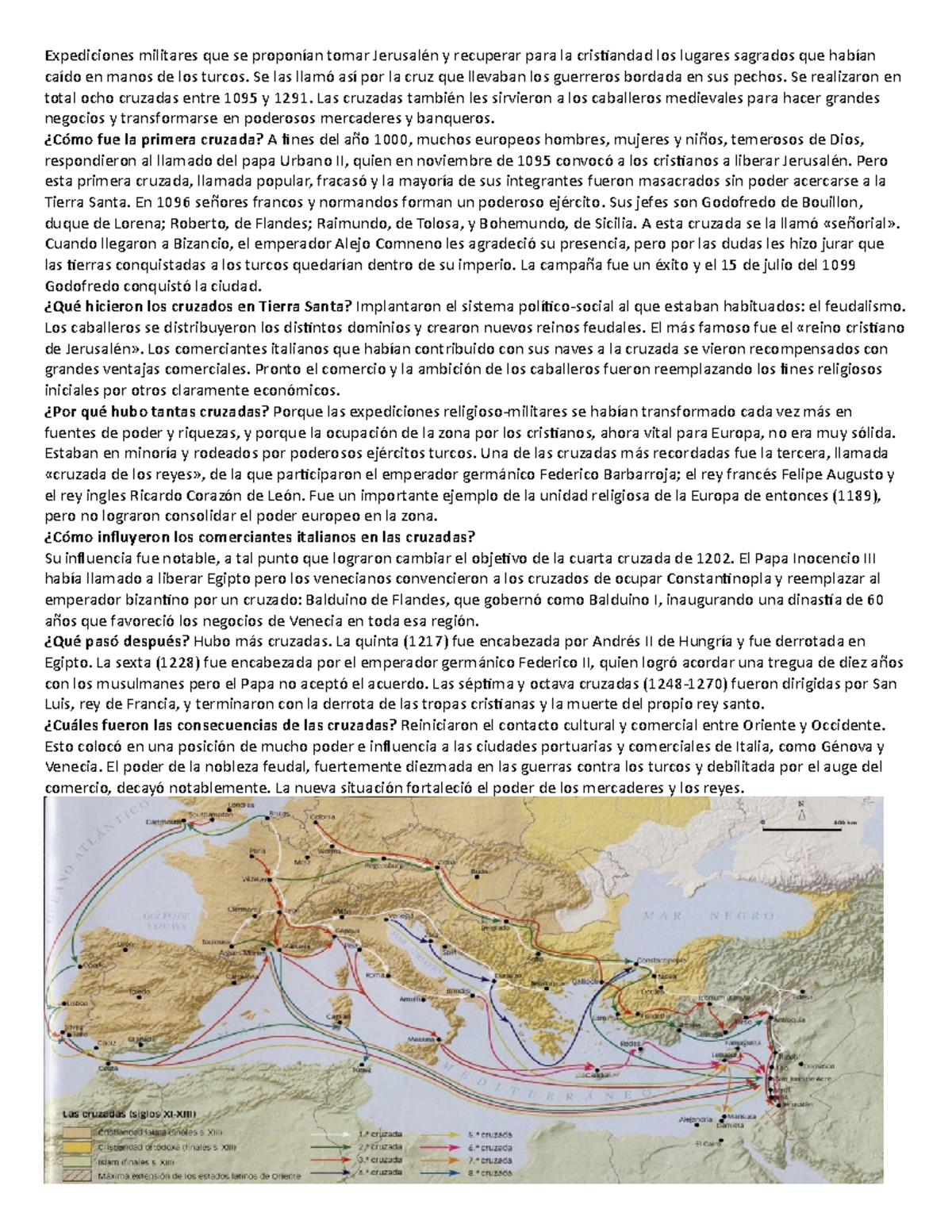 Cruzadas- CARACTERISTICAS/ MAPA - Expediciones militares que se ...