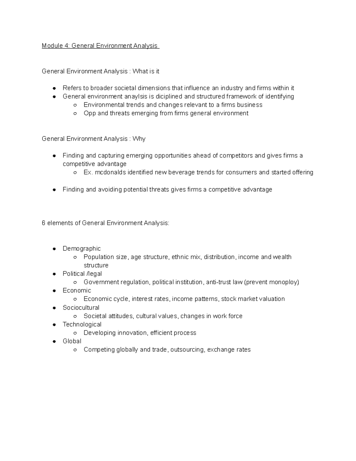 Exam 1 modules 4-6 - Lecture notes 4-6 - Module 4: General Environment ...