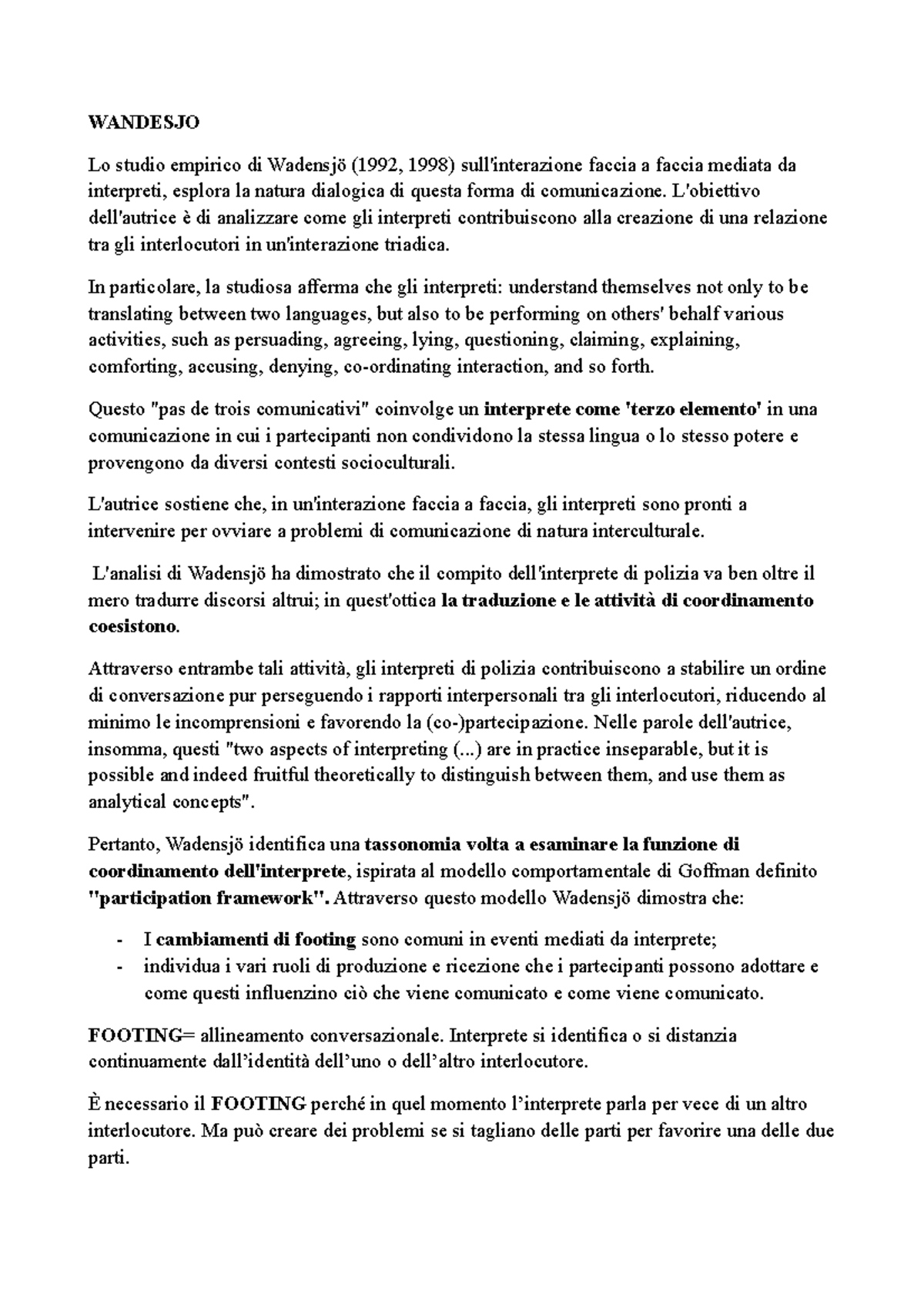 appunti presi a lezione + slide: Wadensjo - Lingua inglese - Uniecampus ...