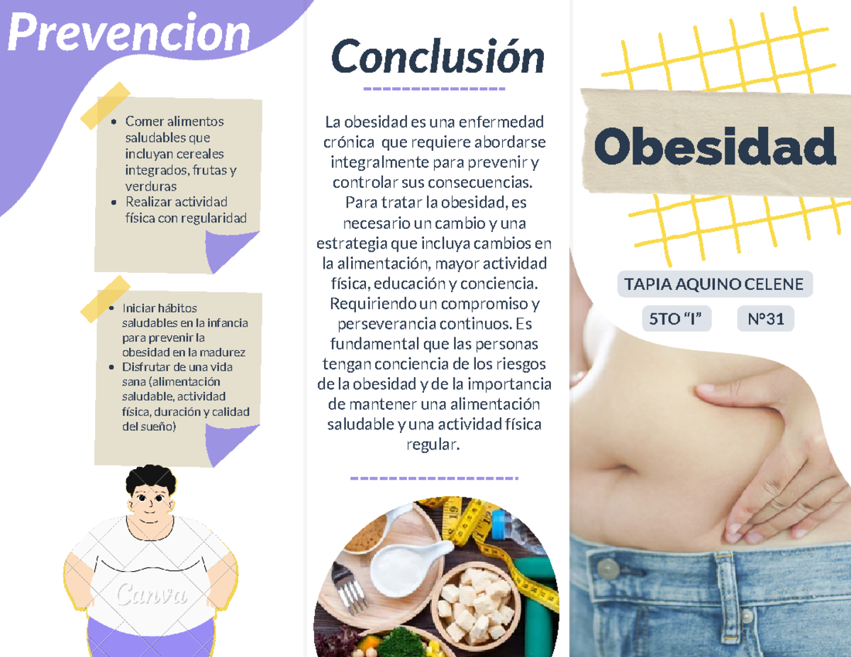 Tríptico sobre obesidad - Conclusión Obesidad Comer alimentos ...