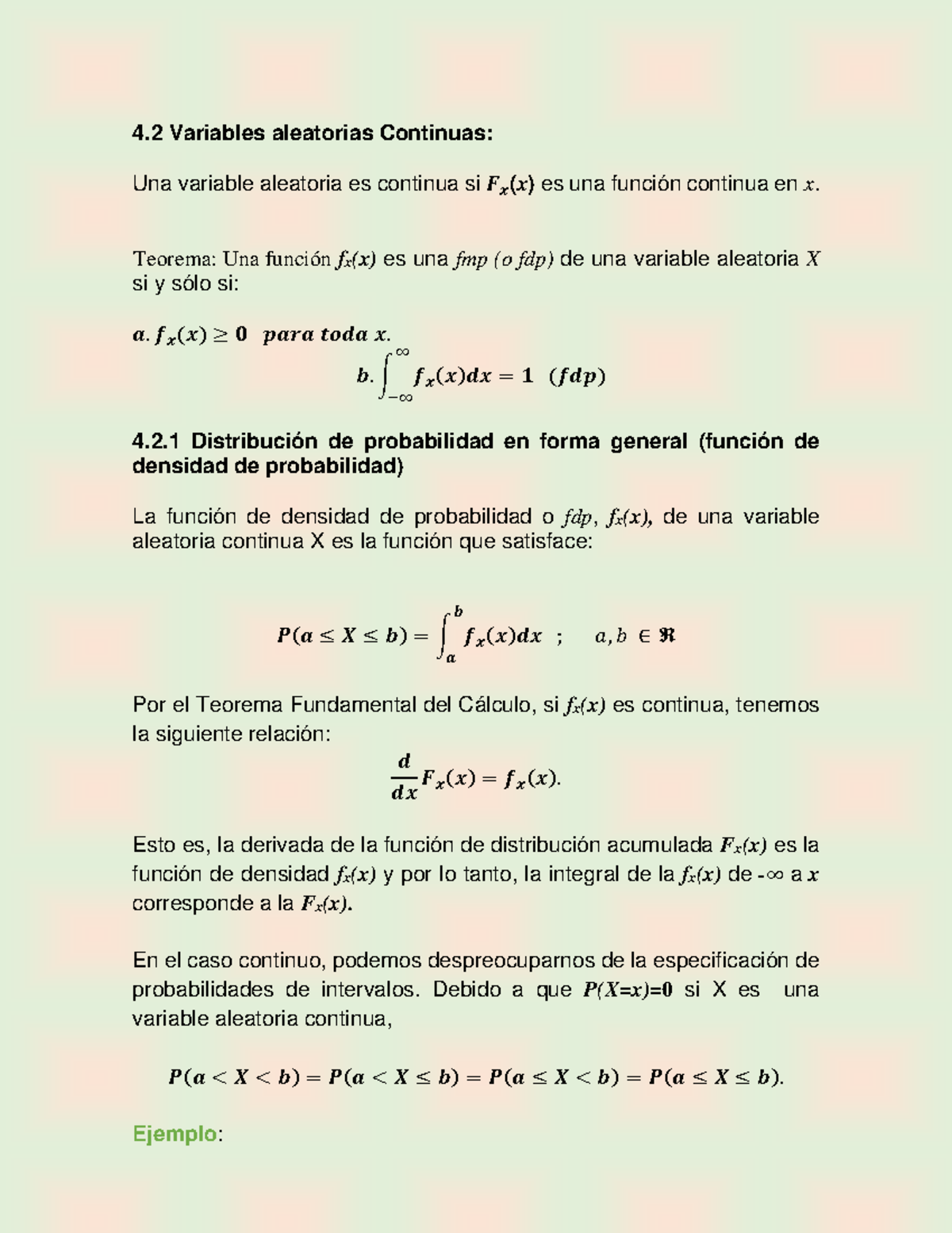 Variable Aleatoria Continua - 4 Variables aleatorias Continuas: Una ...