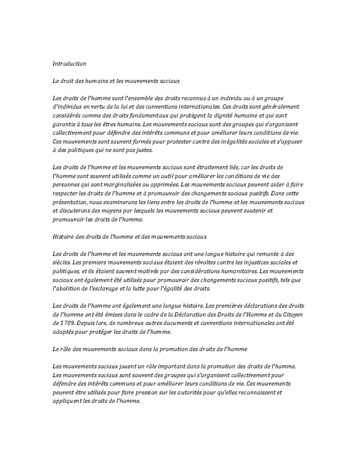Human Rights and Social Movements - Introduction Le droit des humains ...