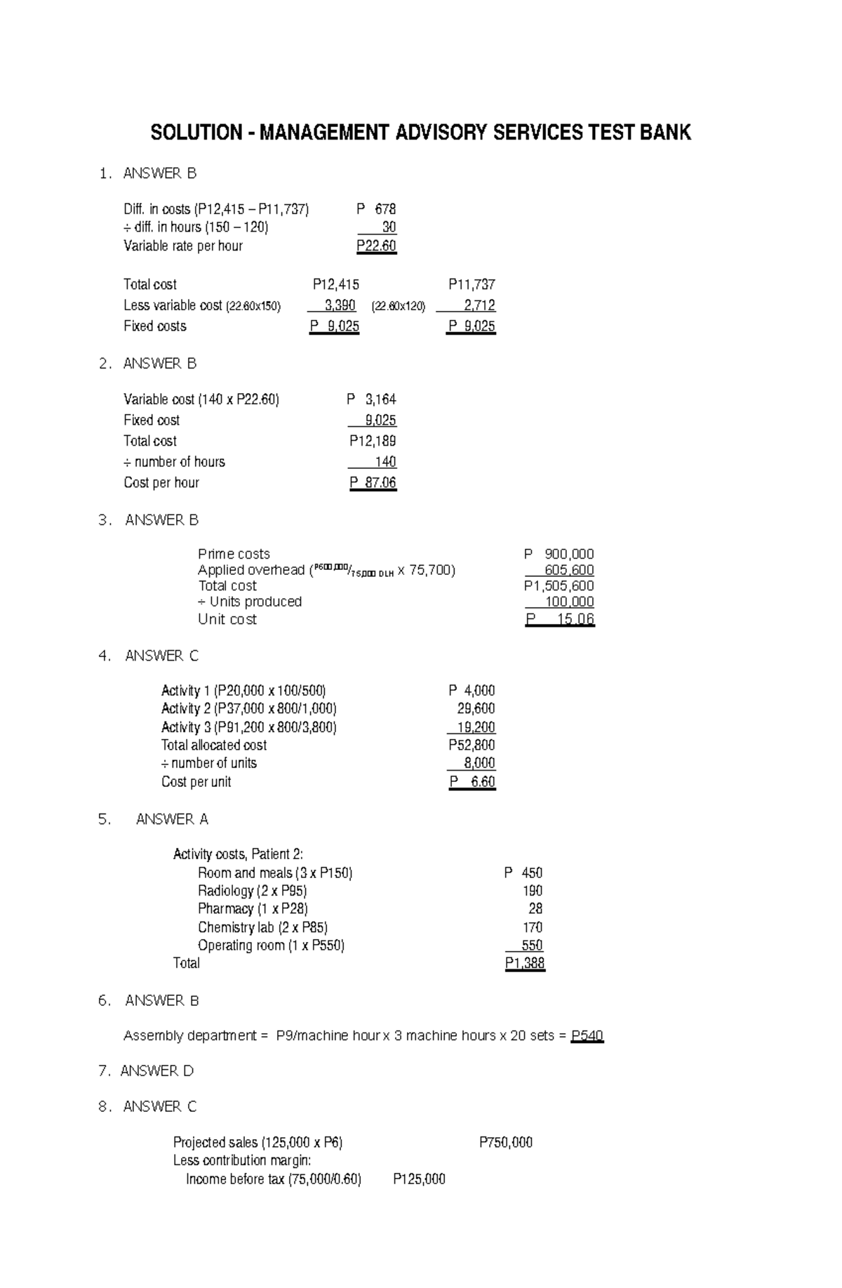 MAS TEST BANK Solution - Test bank for MAS coursework. - SOLUTION ...