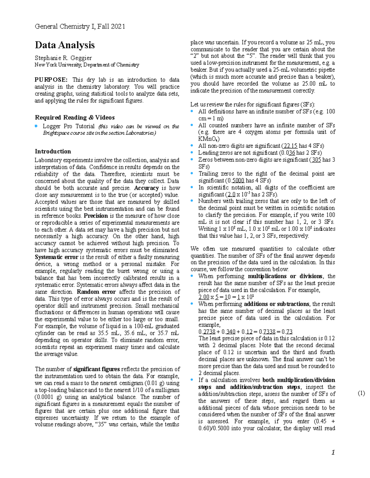 Data Analysis F21 - Lab Manual - Data Analysis Stephanie R. Geggier New York University ...