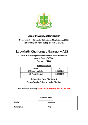 CSE 304 LABReport-2 - lab report - Green University of Bangladesh ...