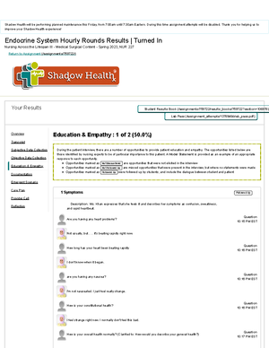 Shadow Health: Anxiety documentation - Focused Exam: Anxiety Results ...