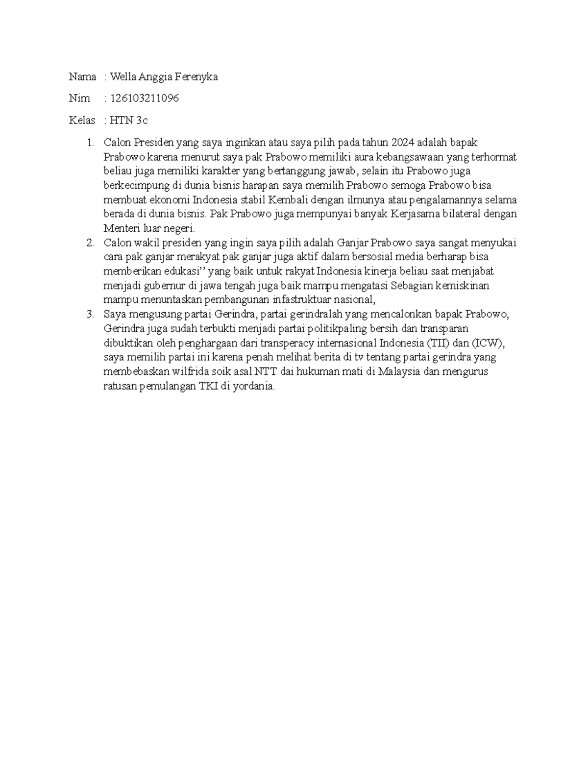 Wella anggia ferenyka-126103211096 ilpol - Nama : Wella Anggia Ferenyka ...