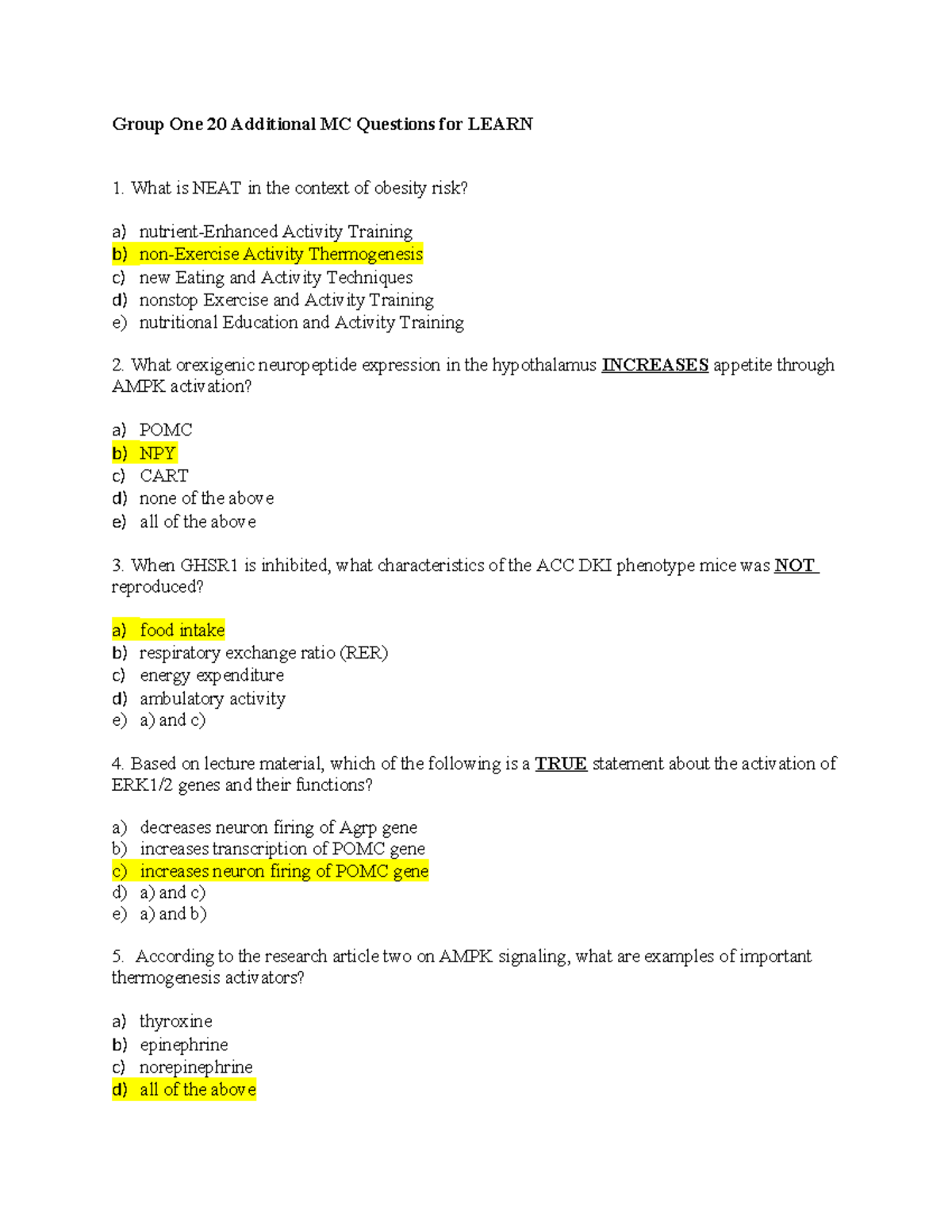 Group one 20 additional MC Questions for Learn - Group One 20 ...