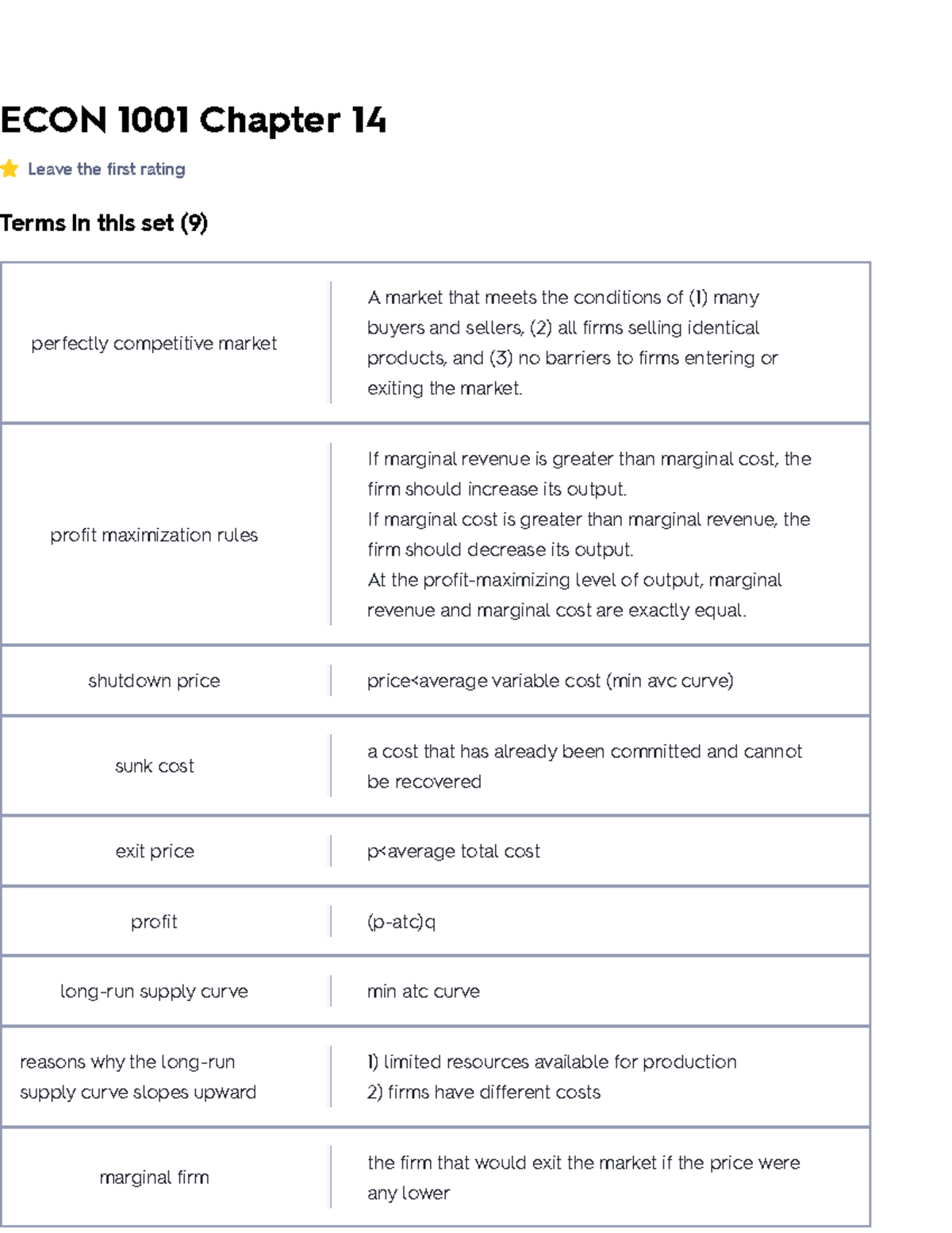 ECON 1001 Chapter 14 Flashcards - ECON 1001 Chapter 14 Leave the first rating Terms in this set ...