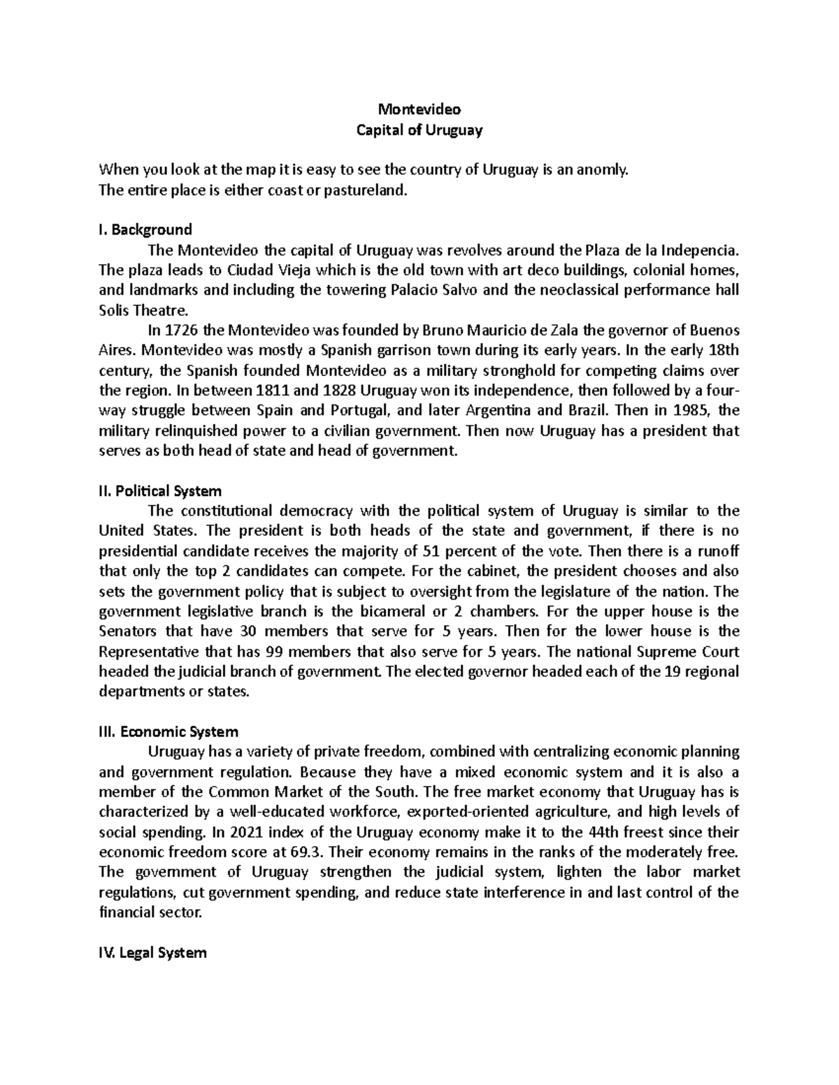 Research paper outline - Montevideo Capital of Uruguay When you look at ...