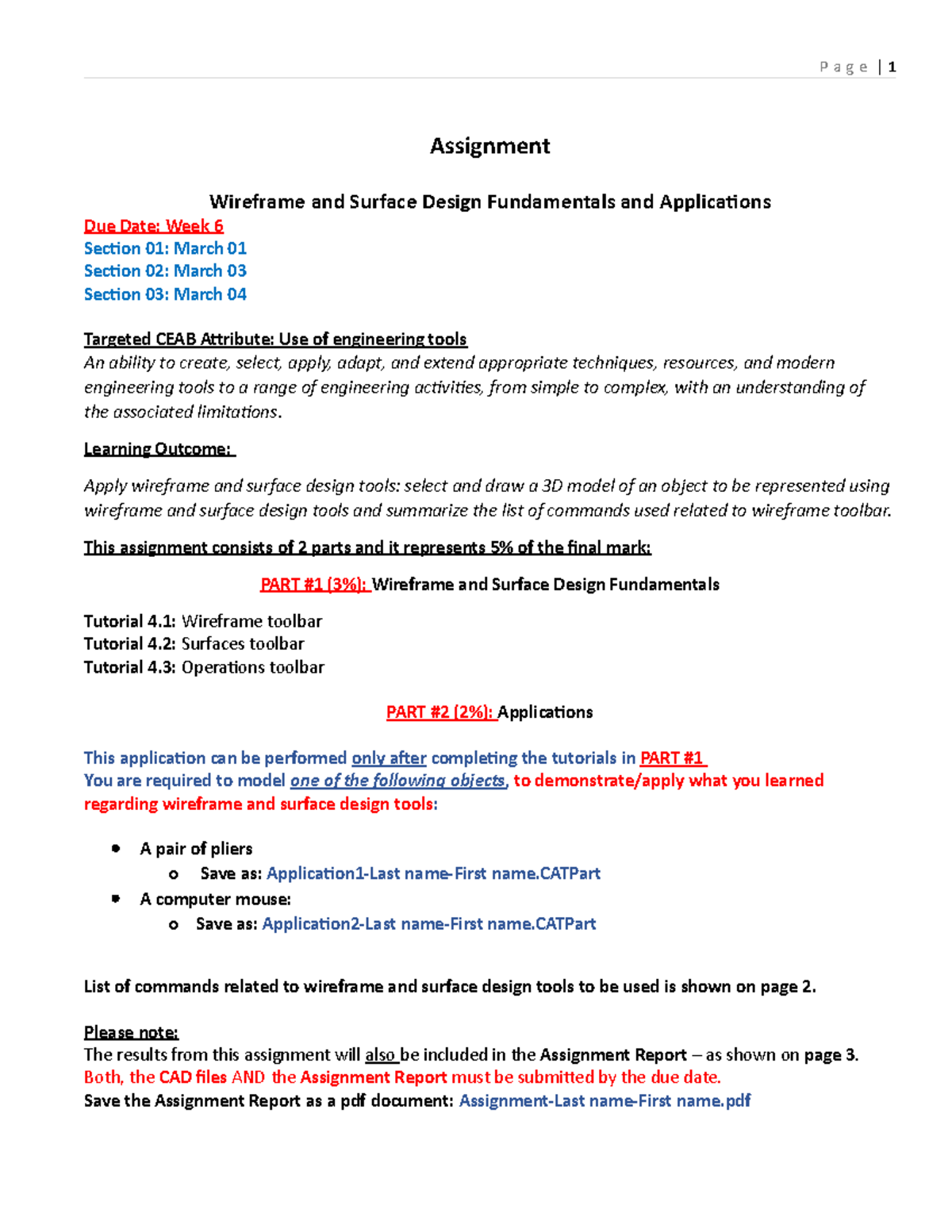 Assignment Design - Study Guide - P a g e | 1 Assignment Wireframe and ...