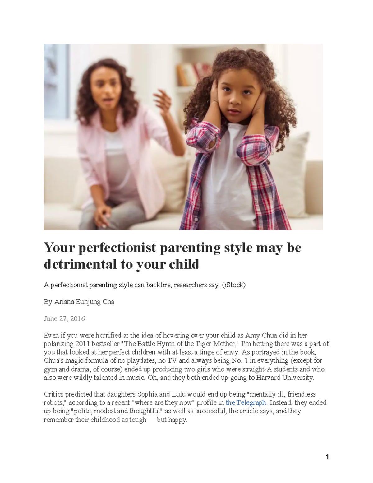 Perfectionist Parenting Article - 1 Skip to main content Your ...