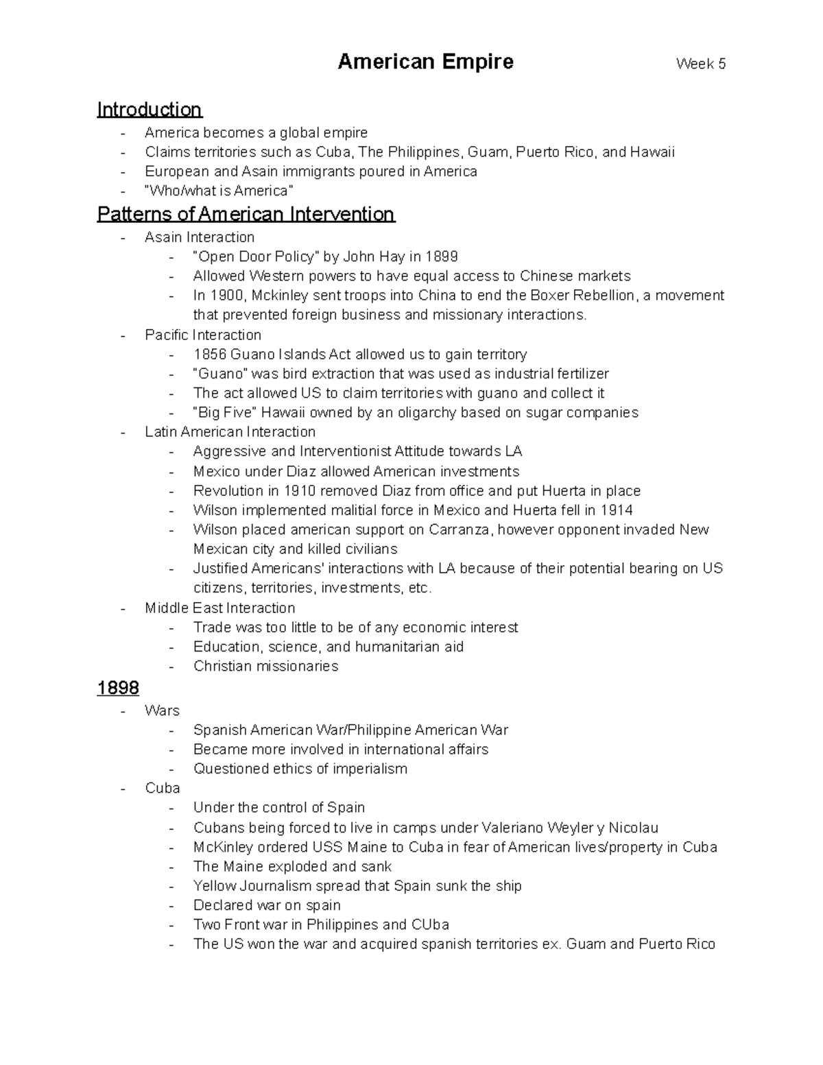 American Empire - For Hist2112: Taken from digital textbook - American ...