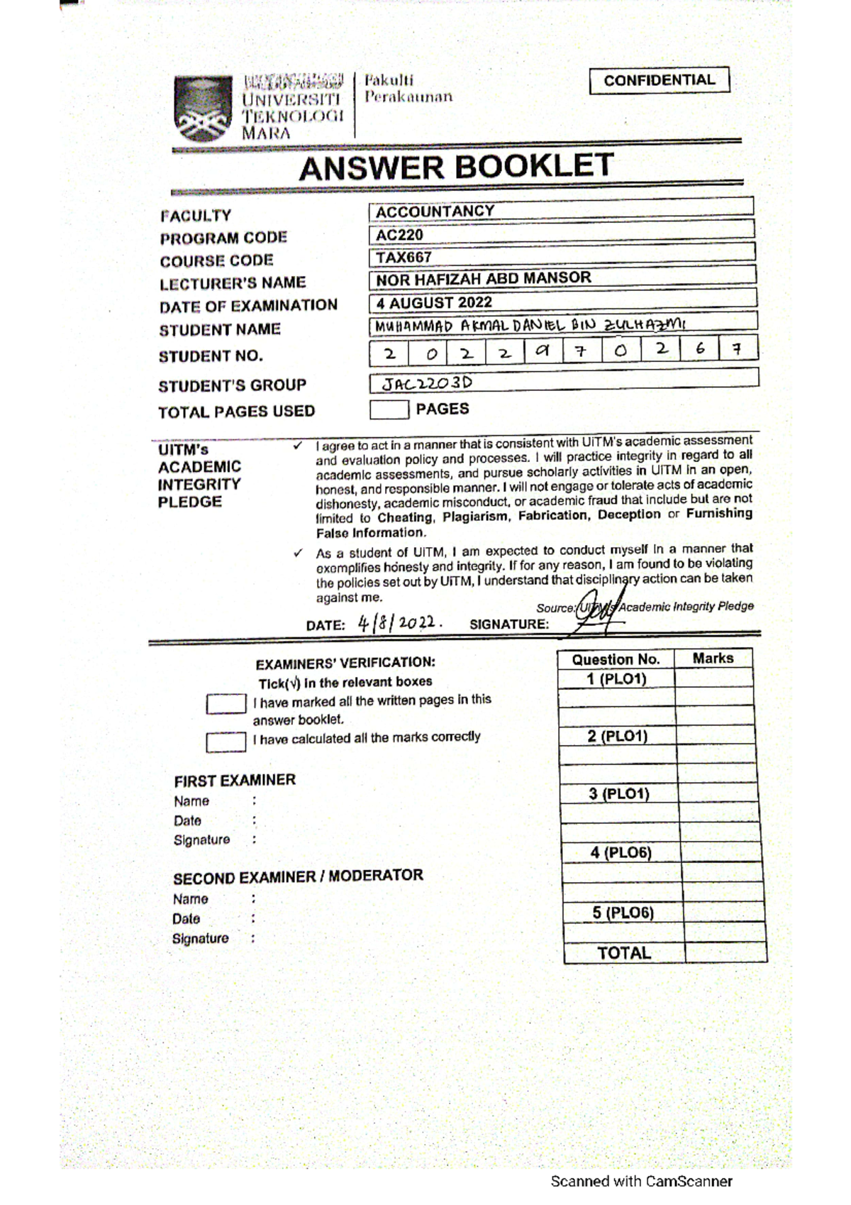 Muhammad Akmal Daniel BIN Zulhazmi 2022970267 JAC2203D FA TAX667 ...