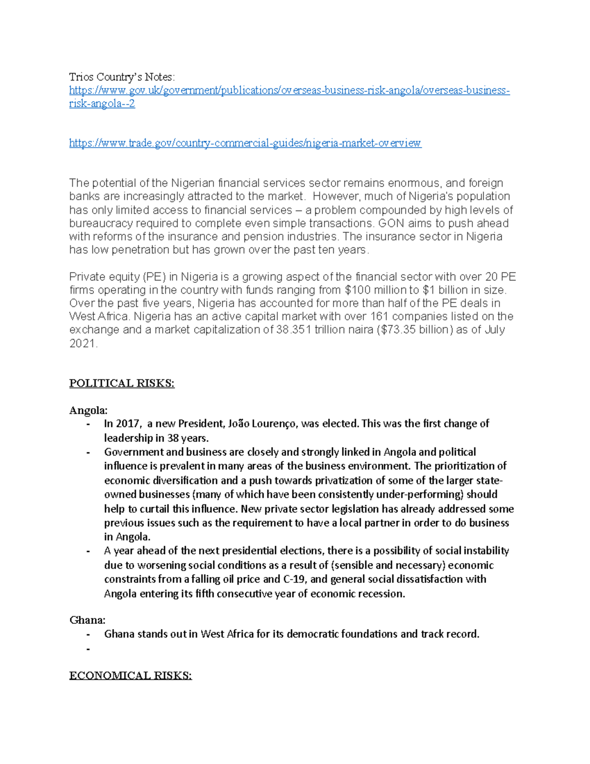 Trios Country notes (Samer) - Trios Country’s Notes: - Studocu