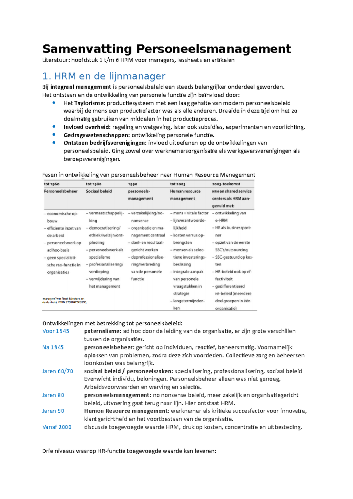 Personeelsmanagement - HRM en de lijnmanager Bij integraal management ...