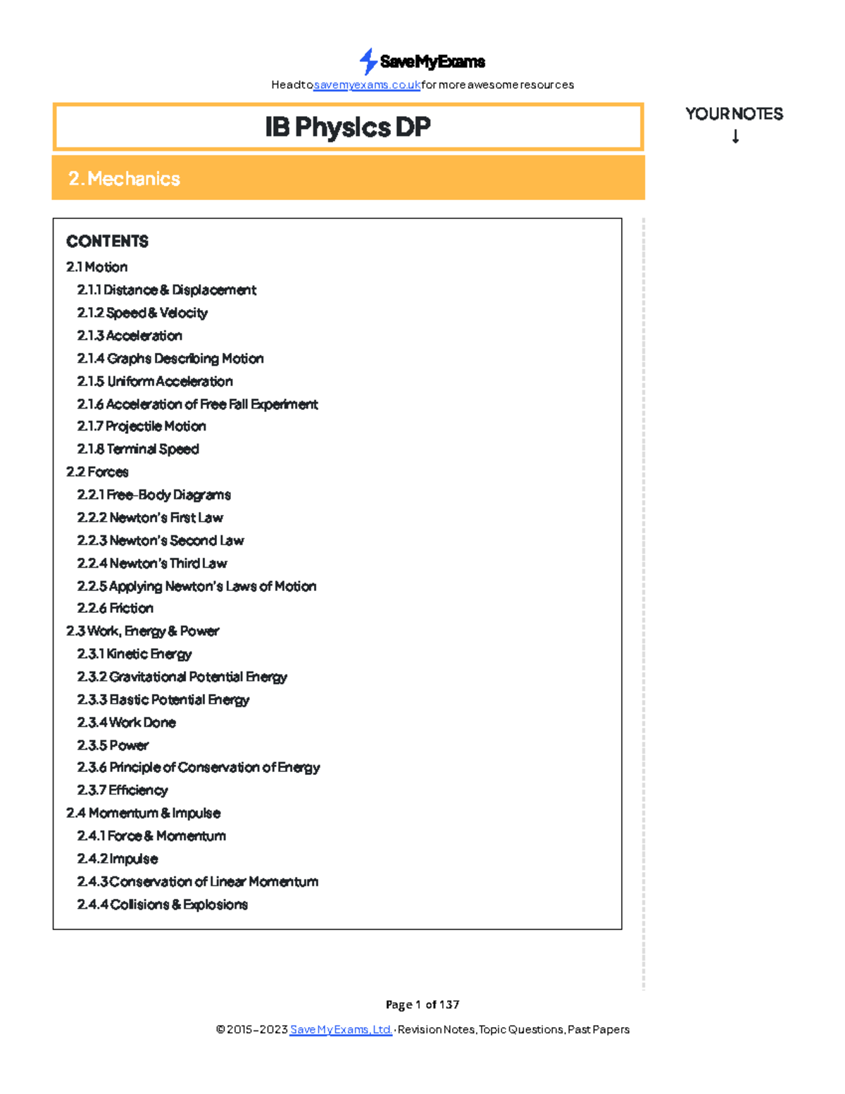 Tema 2: Física Hl IB - Page 1 of 137 IB Physics DP 2. Mechanics ...