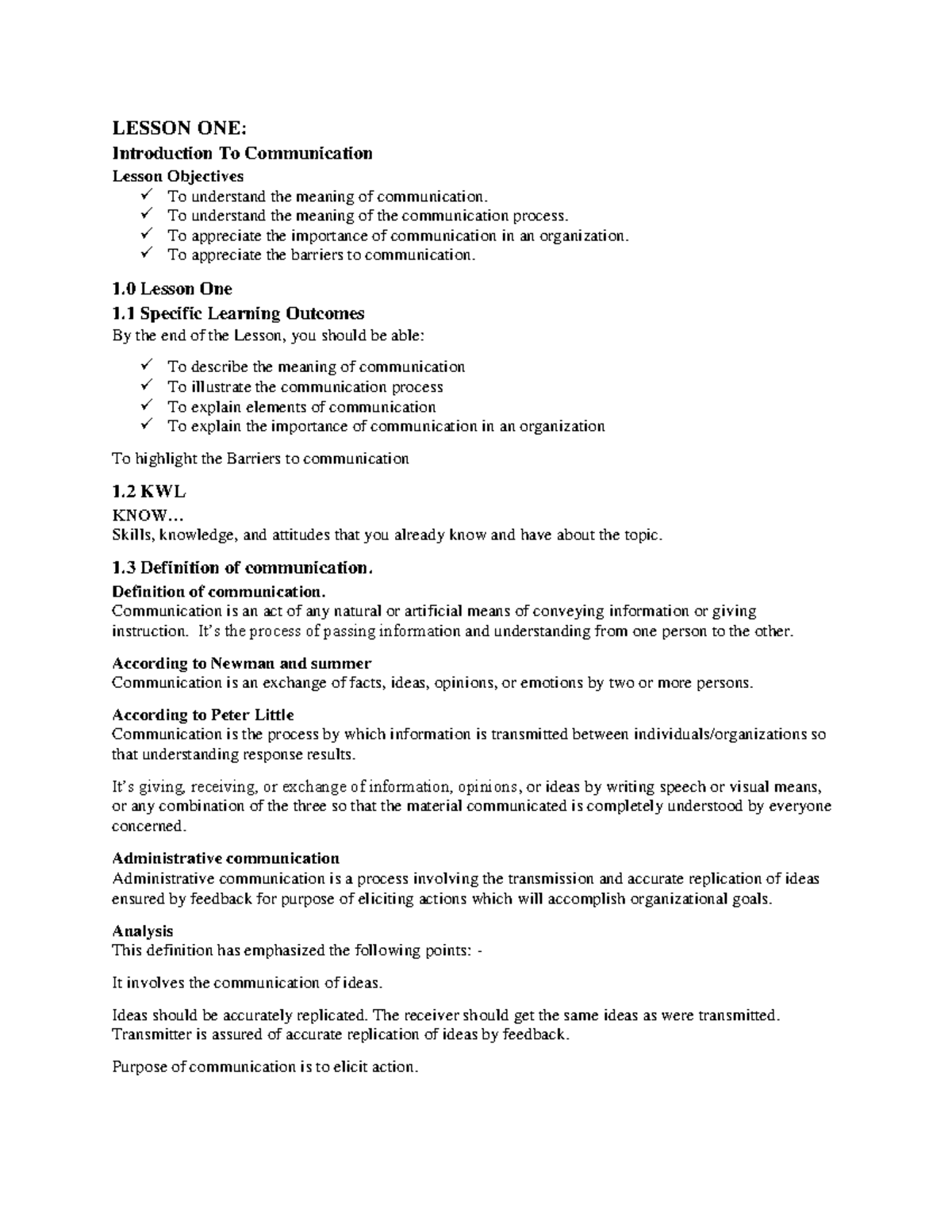 Communication skills lesson 1 - LESSON ONE: Introduction To ...