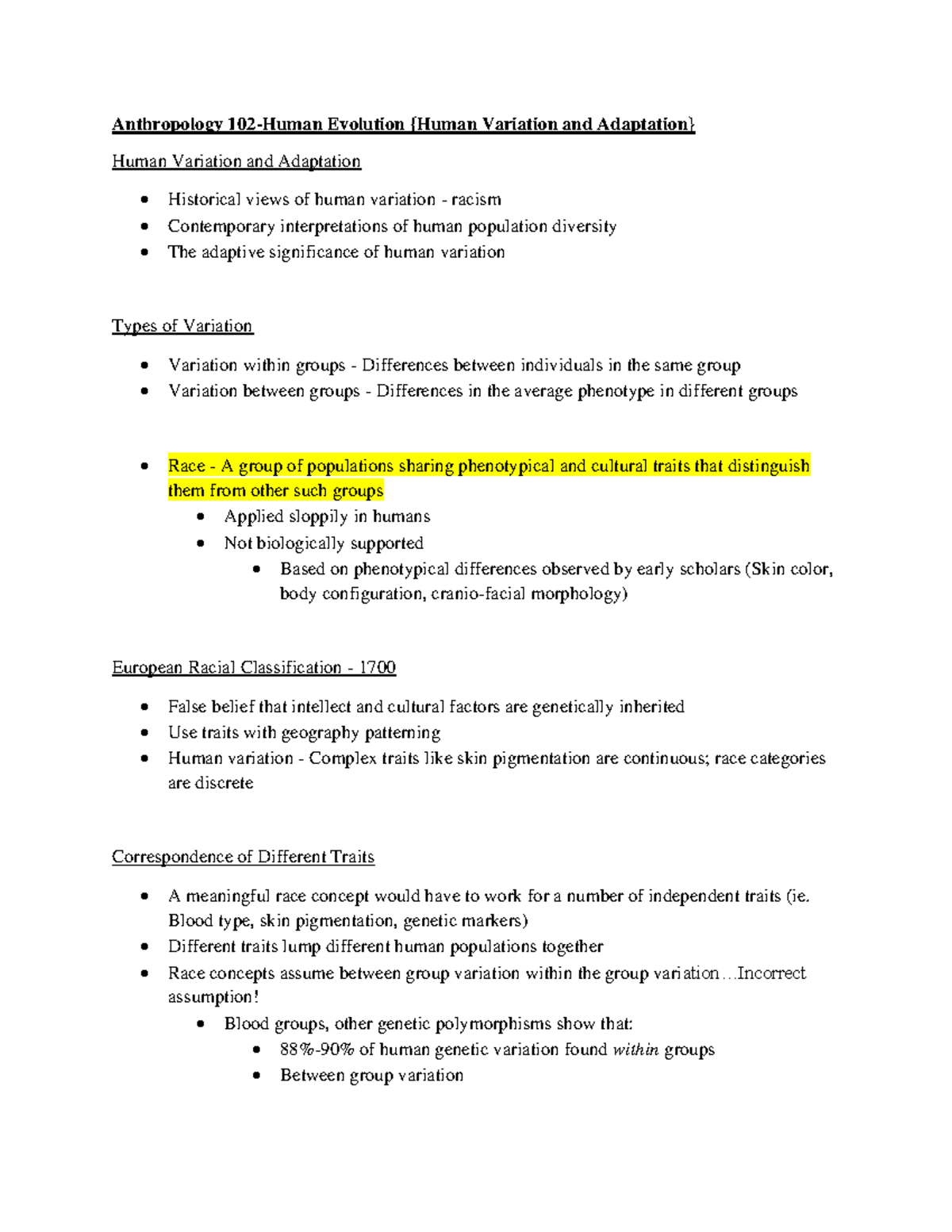 Anthropology 102 - Human Evolution and Adaptation - Anthropology 102 ...