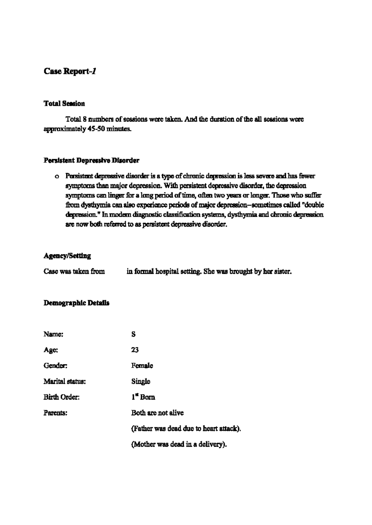 Case Report-1 - Module 3 Lesson 1 Post-task-Psychasslab - Psychological ...