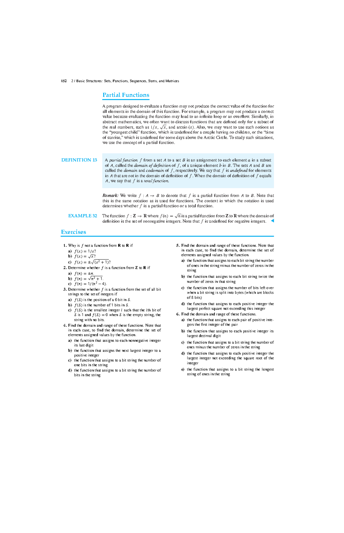 Exercises and partial functions - 152 2 / Basic Structures: Sets ...
