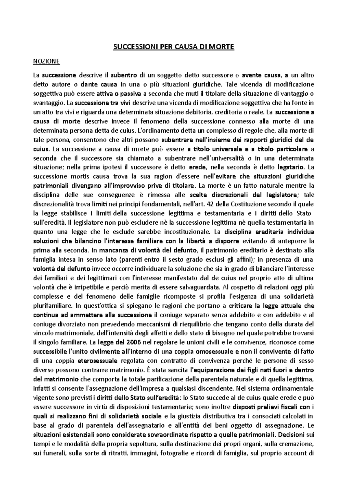 Successioni per causa di morte - SUCCESSIONI PER CAUSA DI MORTE NOZIONE La successione descrive ...