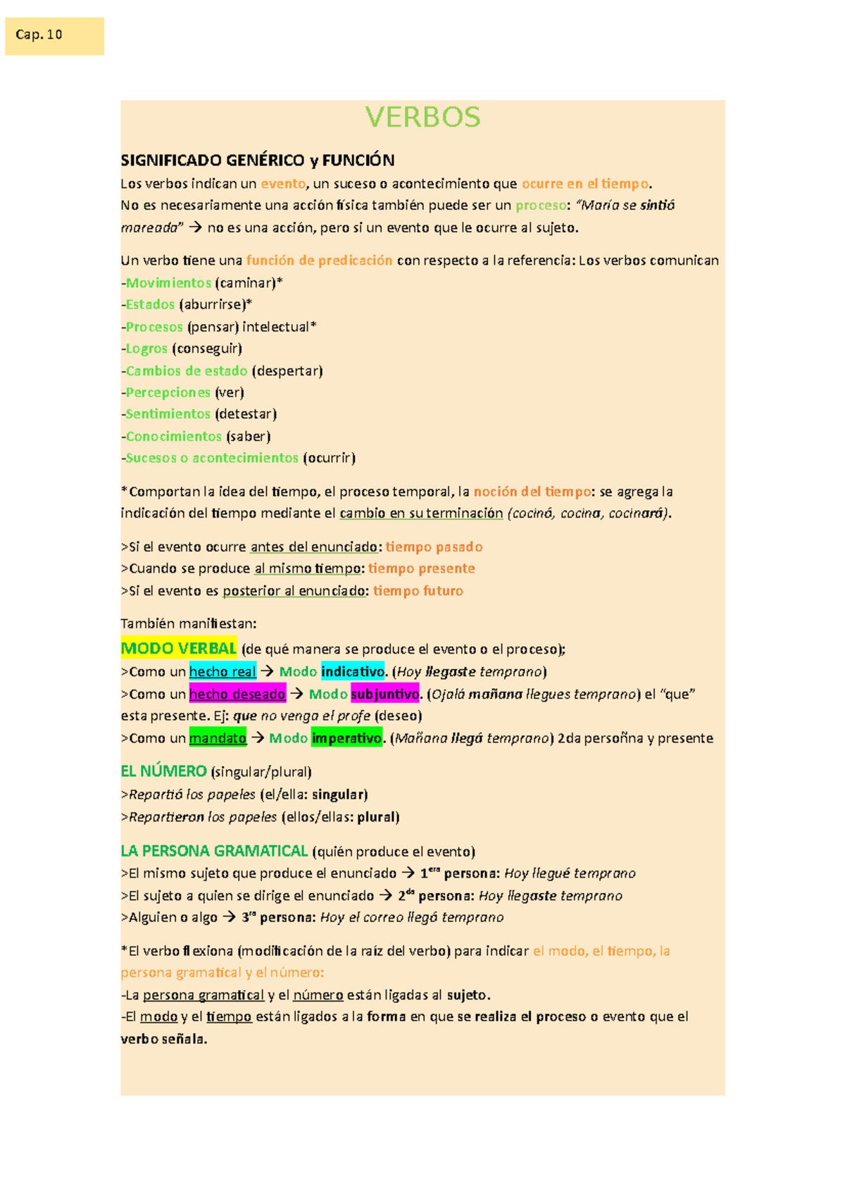 Verbos - Cap. 10, 11, 12 y 13 - VERBOS SIGNIFICADO GENÉRICO y FUNCIÓN ...
