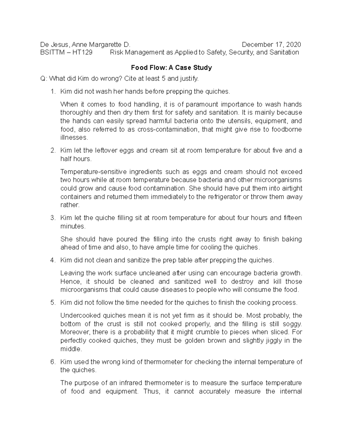 Food Flow - A Case Study (Risk Management) - De Jesus, Anne Margarette ...