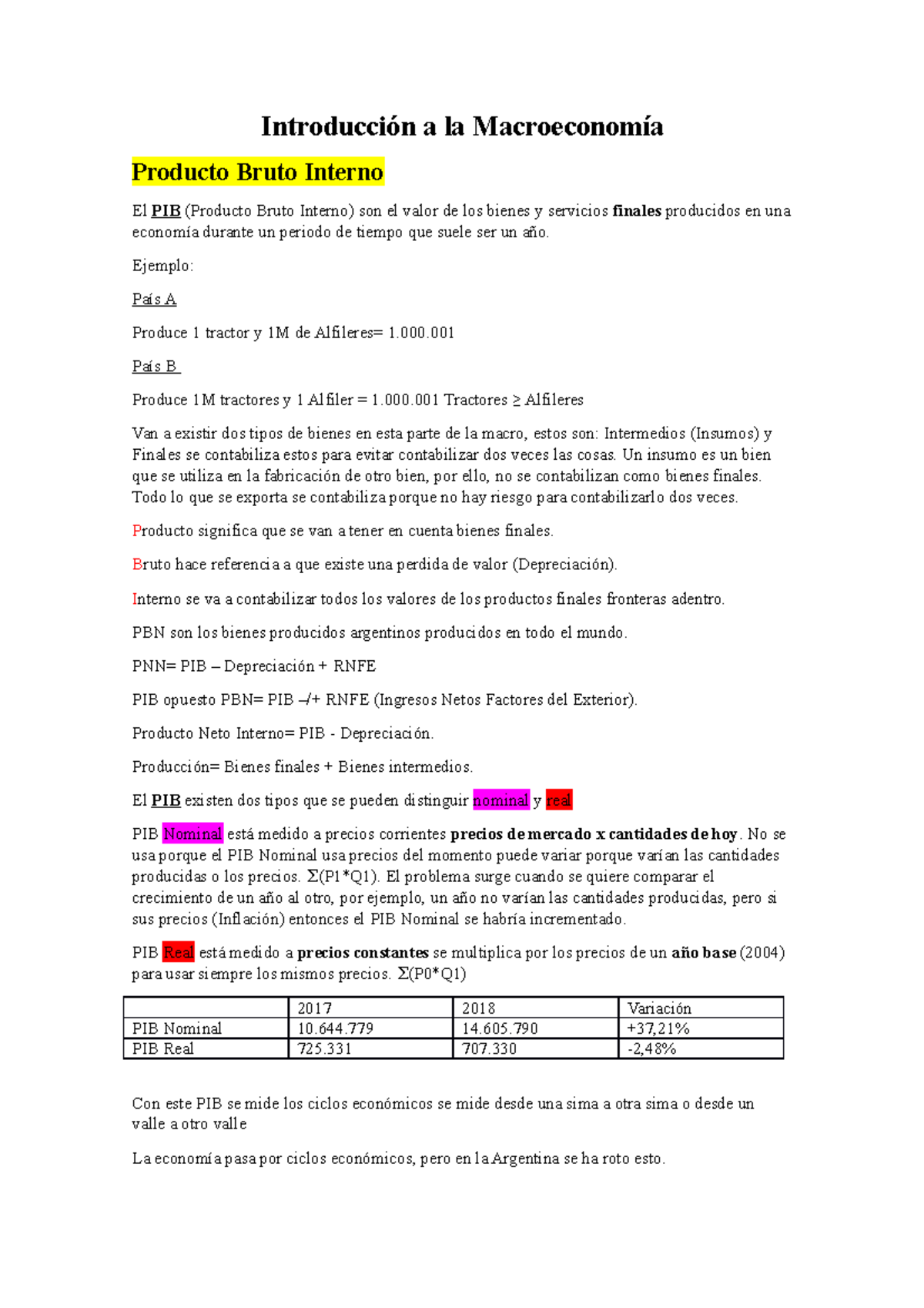 Introducción a la Macroeconomía - Introducción a la Macroeconomía Producto Bruto Interno El PIB ...