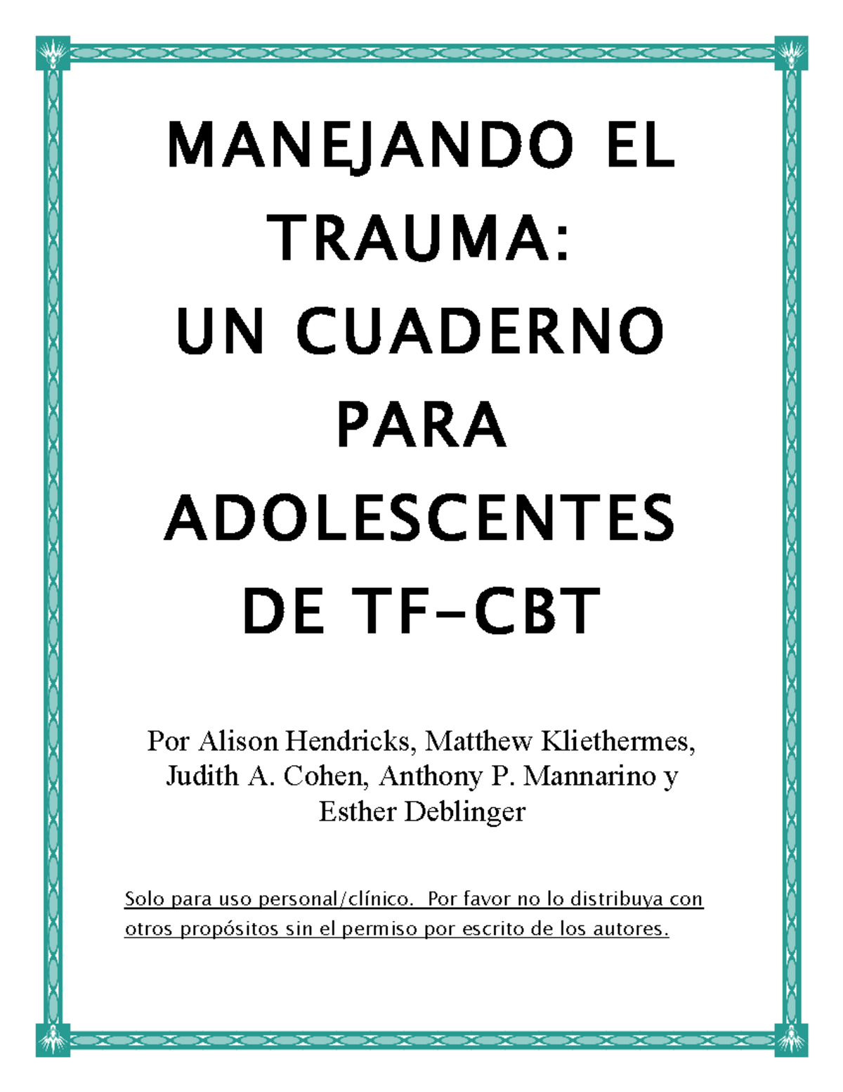 Revised Dealing with Trauma A TF CBT Workbook for Teens Spanish 1 ...