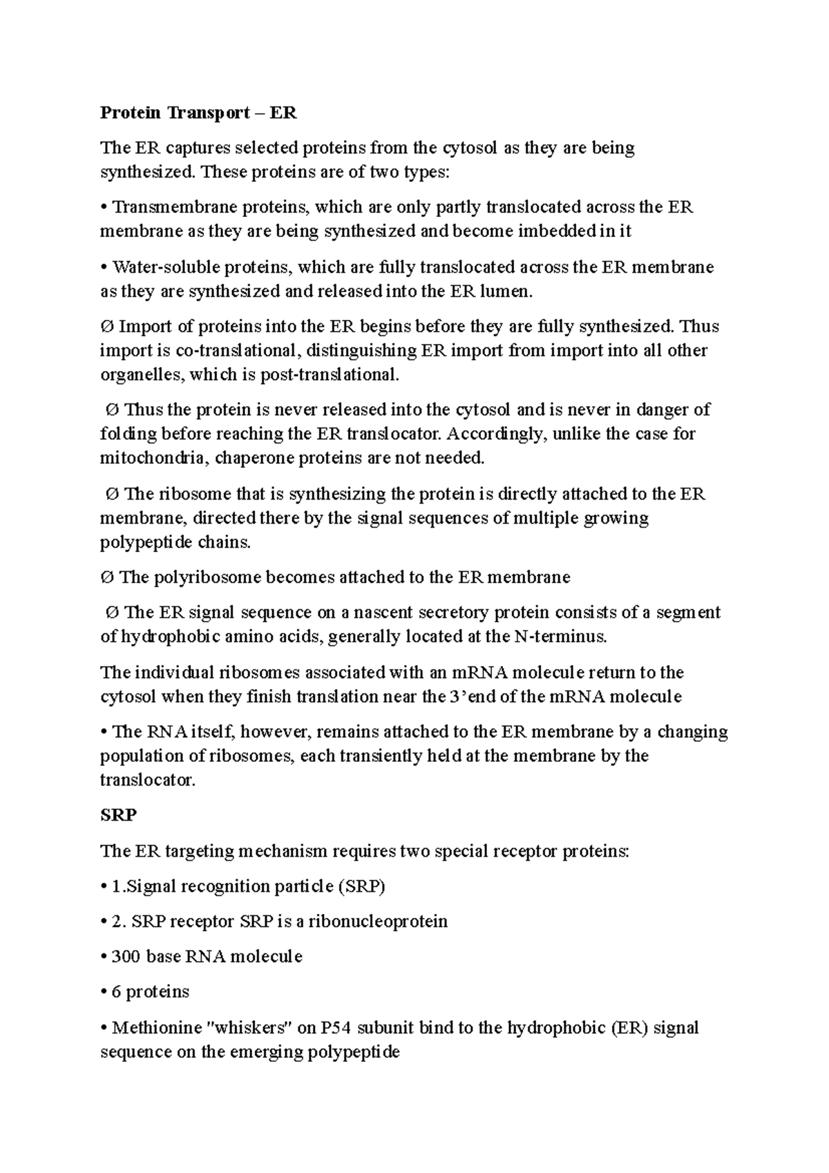 Protein Transport - The Translocation Process, Post- Translational ...