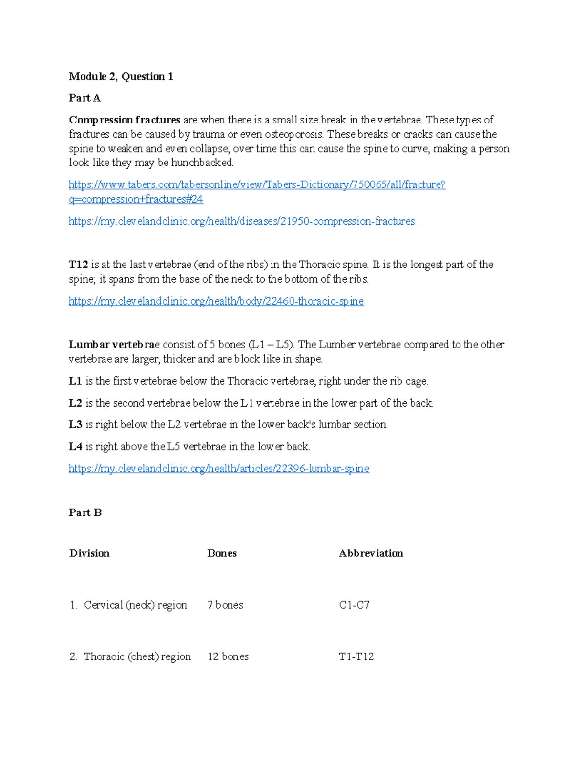 Module 2 Question 1 - structures of the skeletal system - Module 2 ...