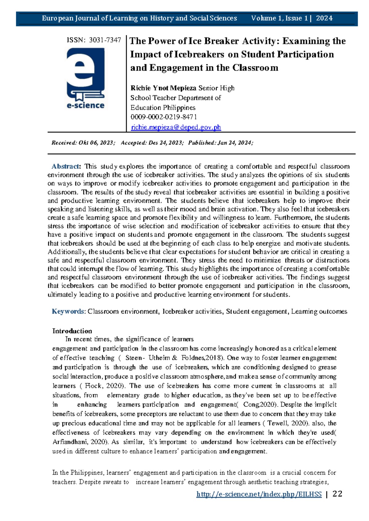 9 FIX Ejhlss THE Power OF ICE - ISSN: 3031-7347 The Power of Ice ...