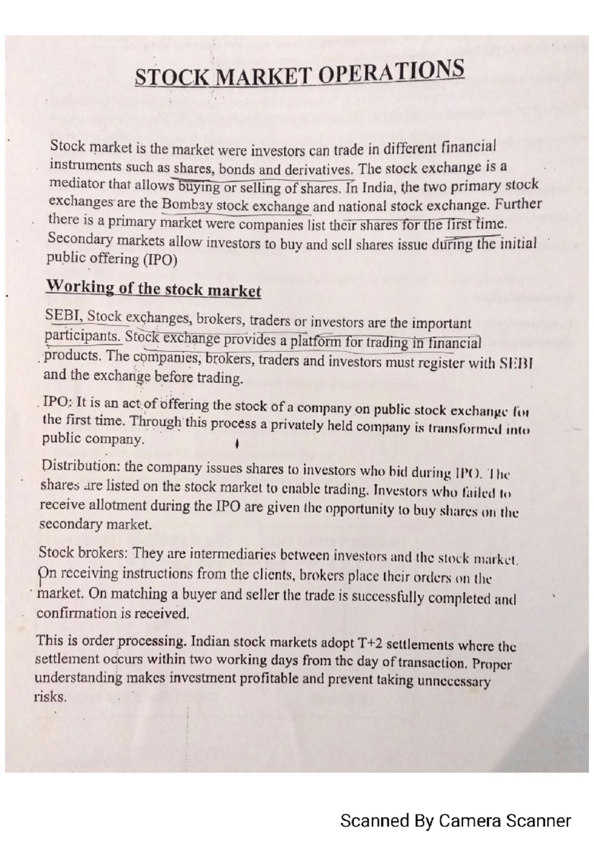 Stock market operations - Macroeconomic Analysis I - Studocu