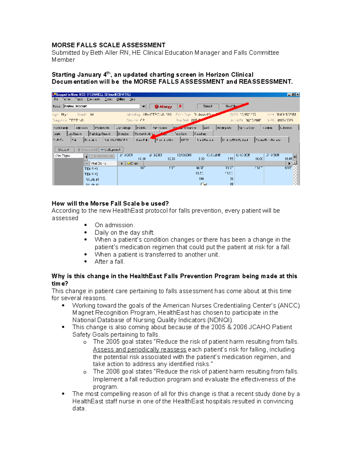 Morse fall scale assessment - MORSE FALLS SCALE ASSESSMENT Submitted by ...