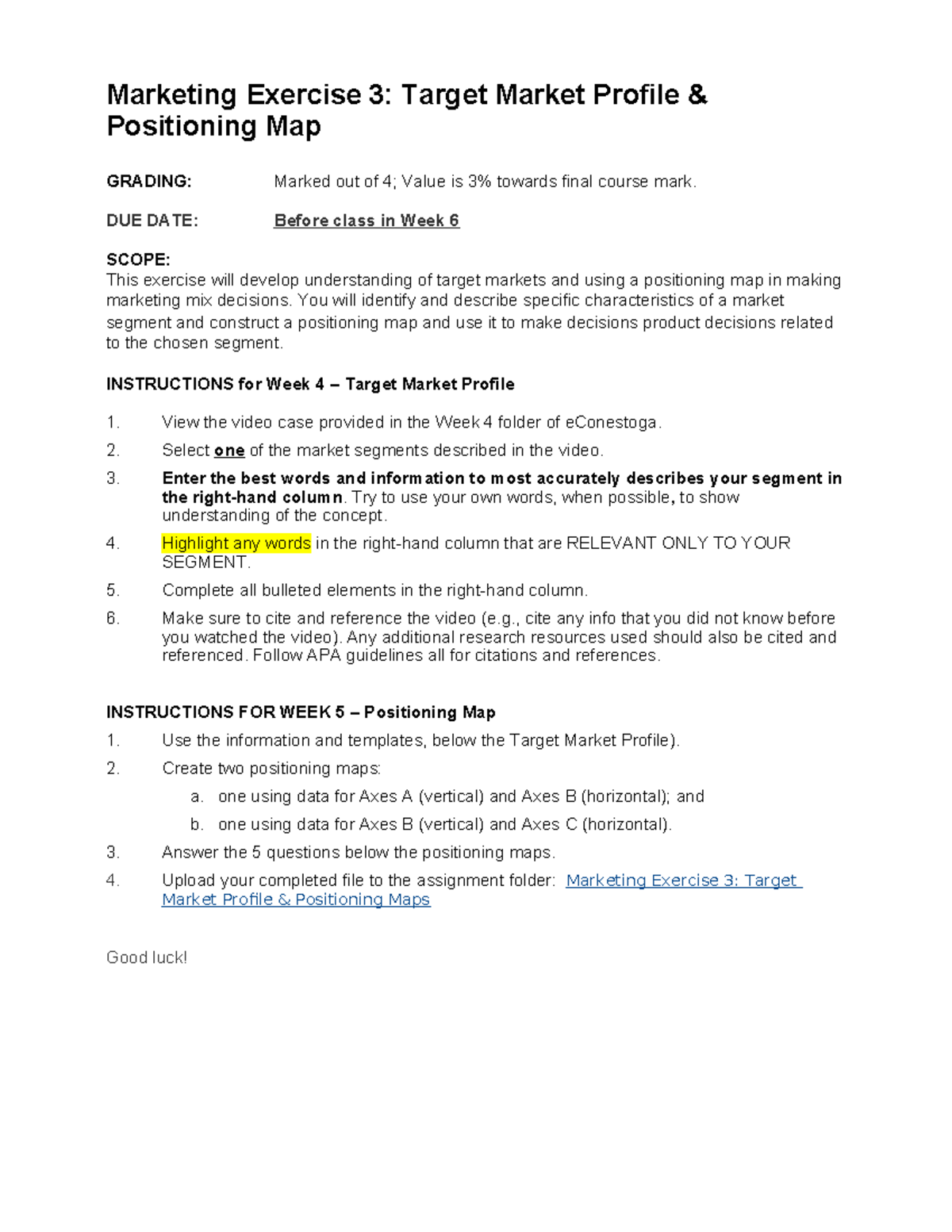 Mkt Ex 3 Target Market Profile (F22) - Marketing Exercise 3: Target ...