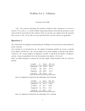Applied Statistics and Econometrics Problem Set 4 solutions - Solution ...