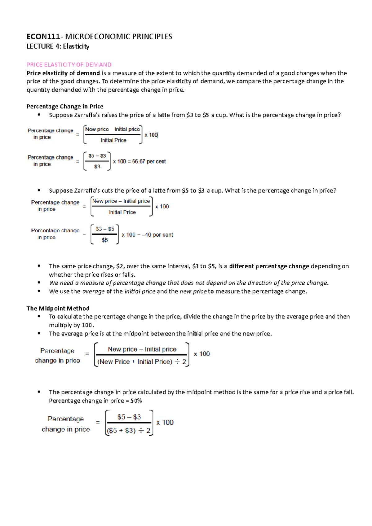 ECON111 WEEK 4 - Lecture notes 4 - ECON111- MICROECONOMIC PRINCIPLES ...