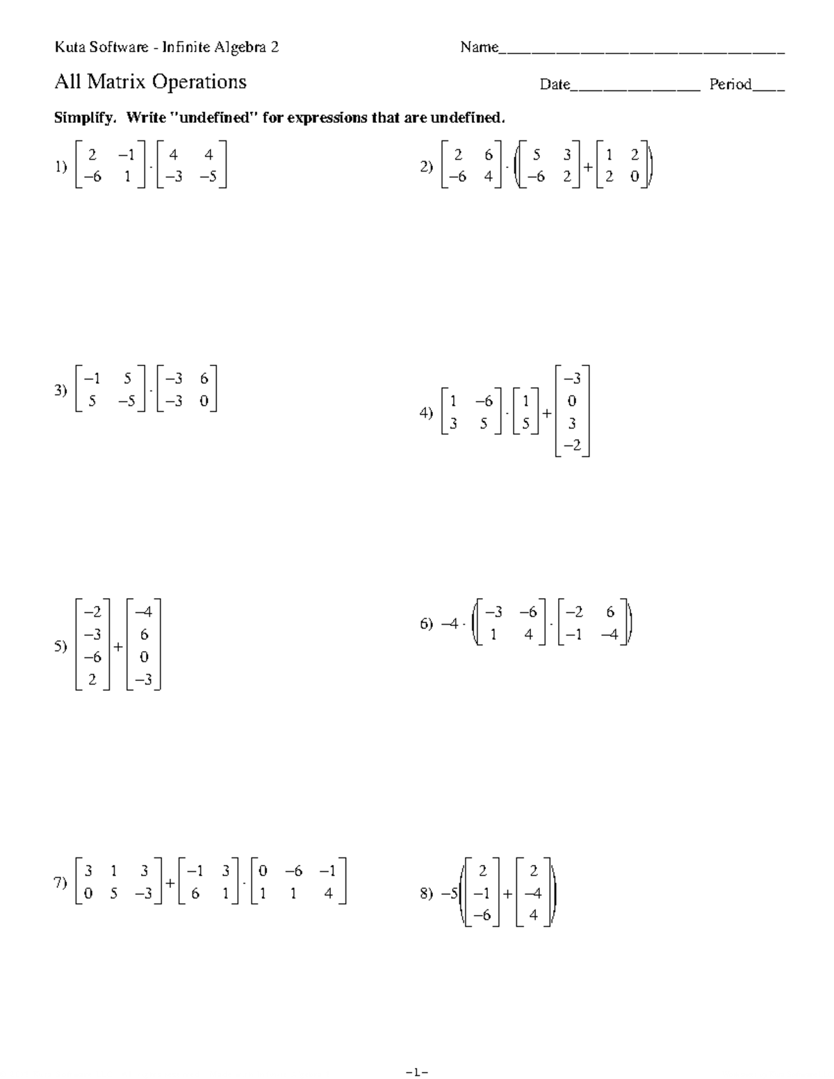All Matrix Operations - Assignment for students. - ©b 72 Q 061 l 2 B 0 ...