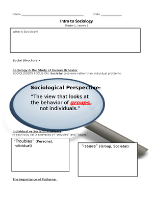 Sociologist Worksheet - Founders of Sociology: Following along with the ...