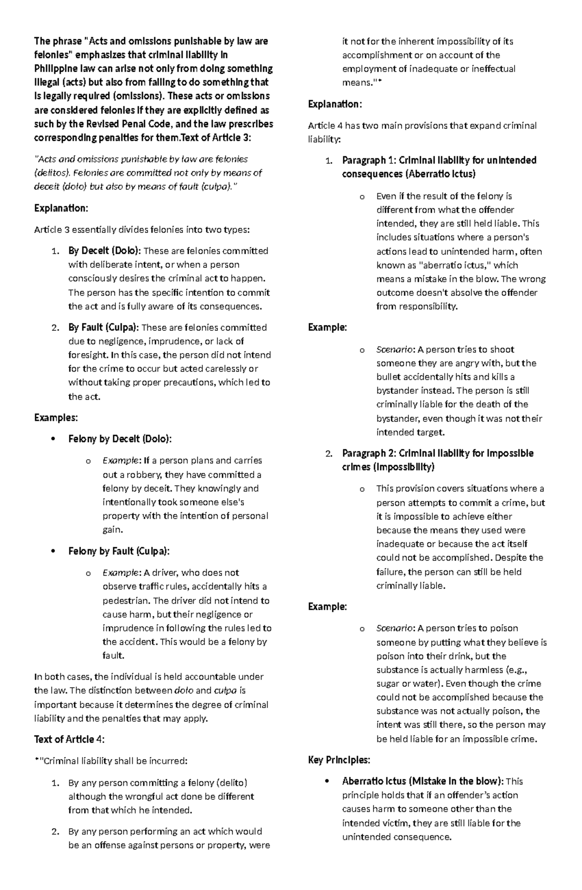 Notes on Codal Revise Penal Code - The phrase "Acts and omissions ...