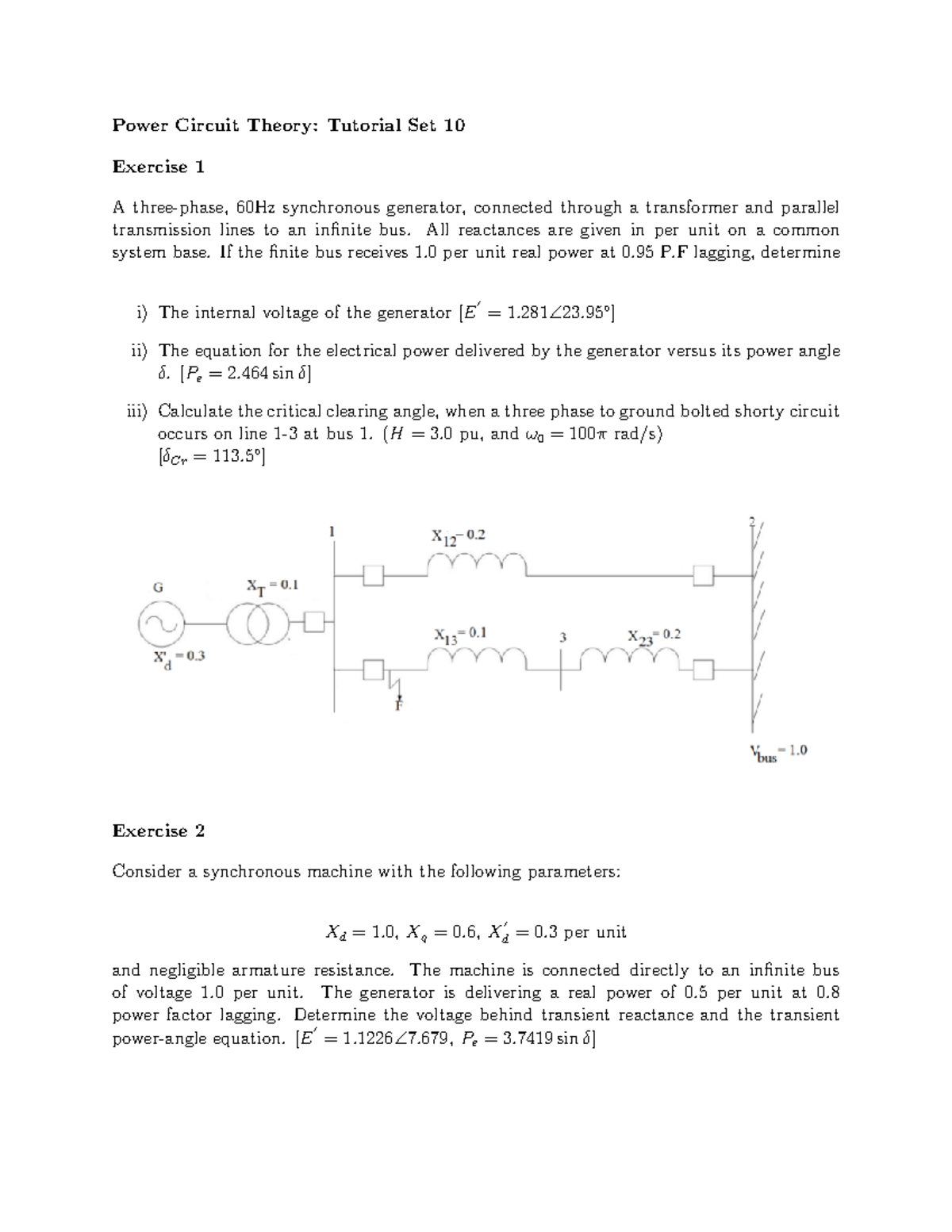 Tutorial 10 - Power Circuit Theory: Tutorial Set 10 Exercise 1 A three ...