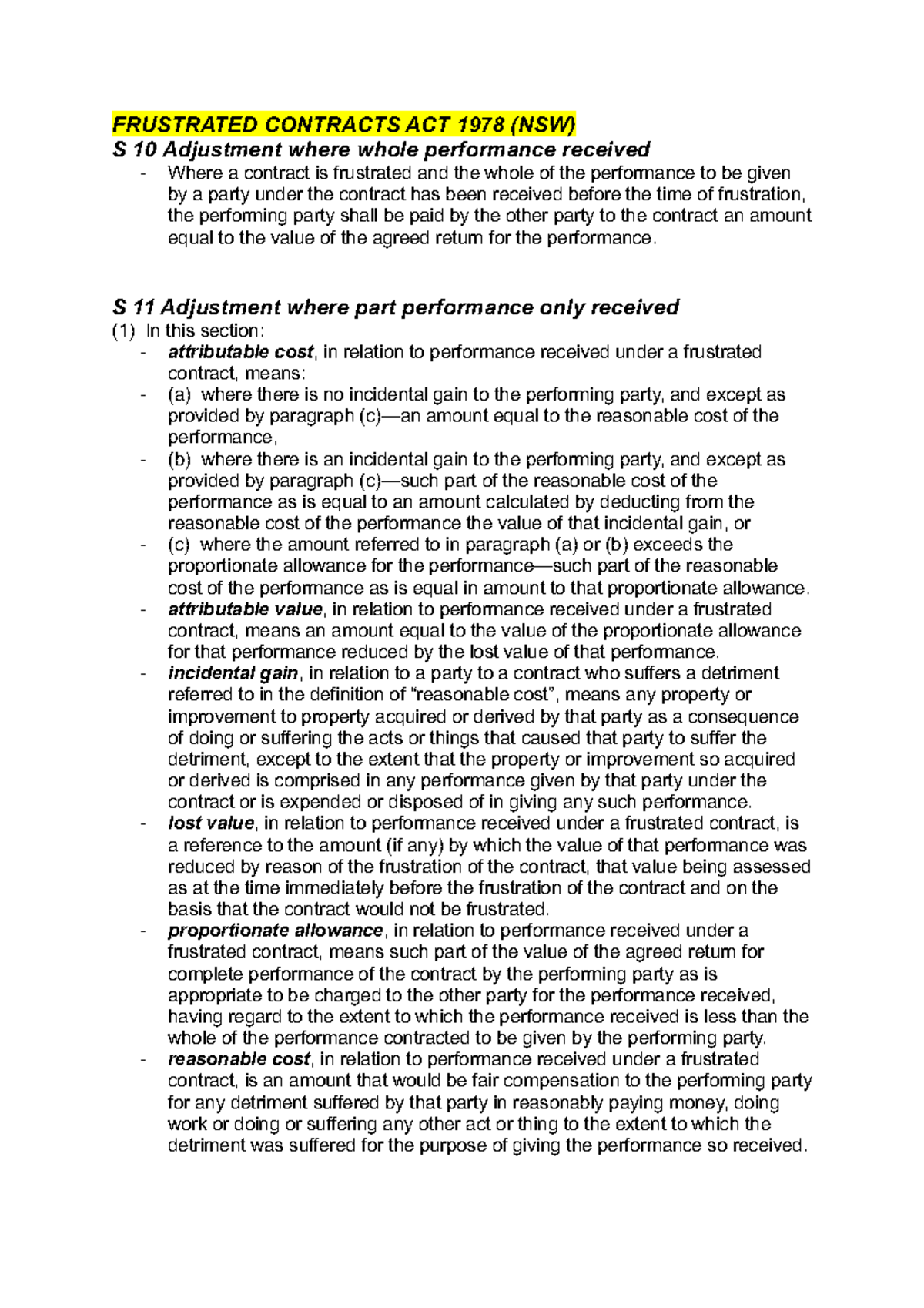 Frustrated Contracts ACT 1978 - FRUSTRATED CONTRACTS ACT 1978 (NSW) S ...