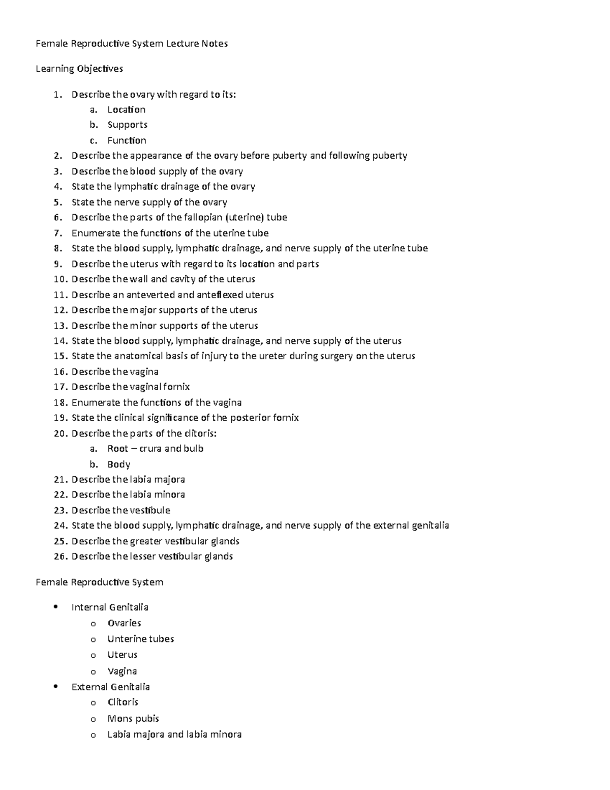 347077771 Female Reproductive System Lecture Notes - Female ...