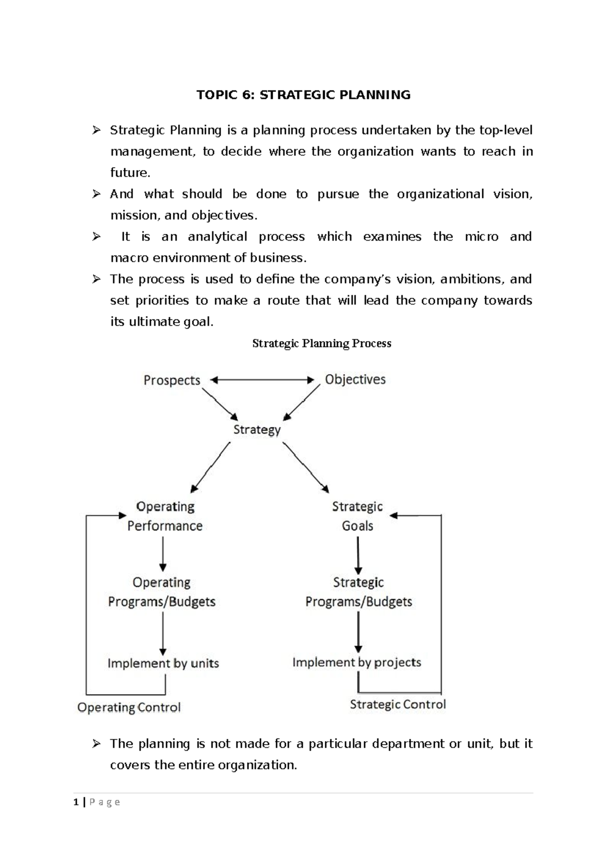 Strategic Planning AND Operations Management - TOPIC 6: STRATEGIC ...