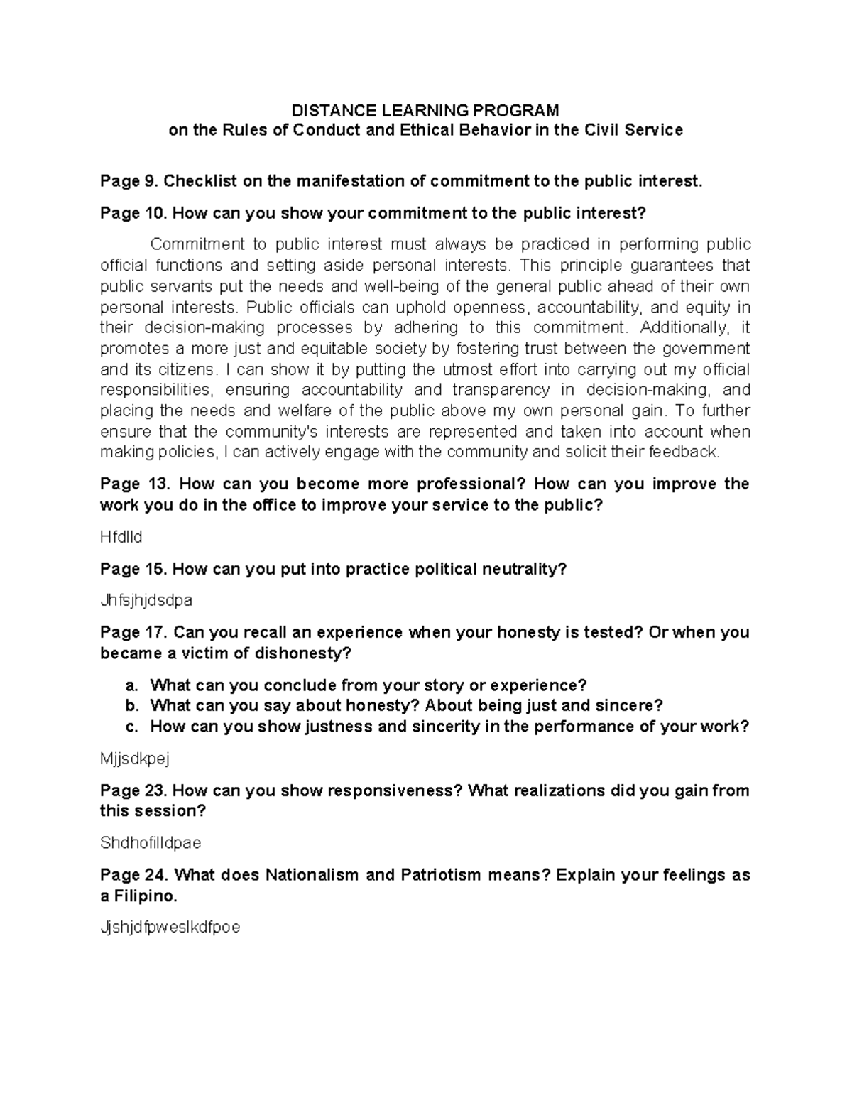 Distance Learning Program - DISTANCE LEARNING PROGRAM on the Rules of ...