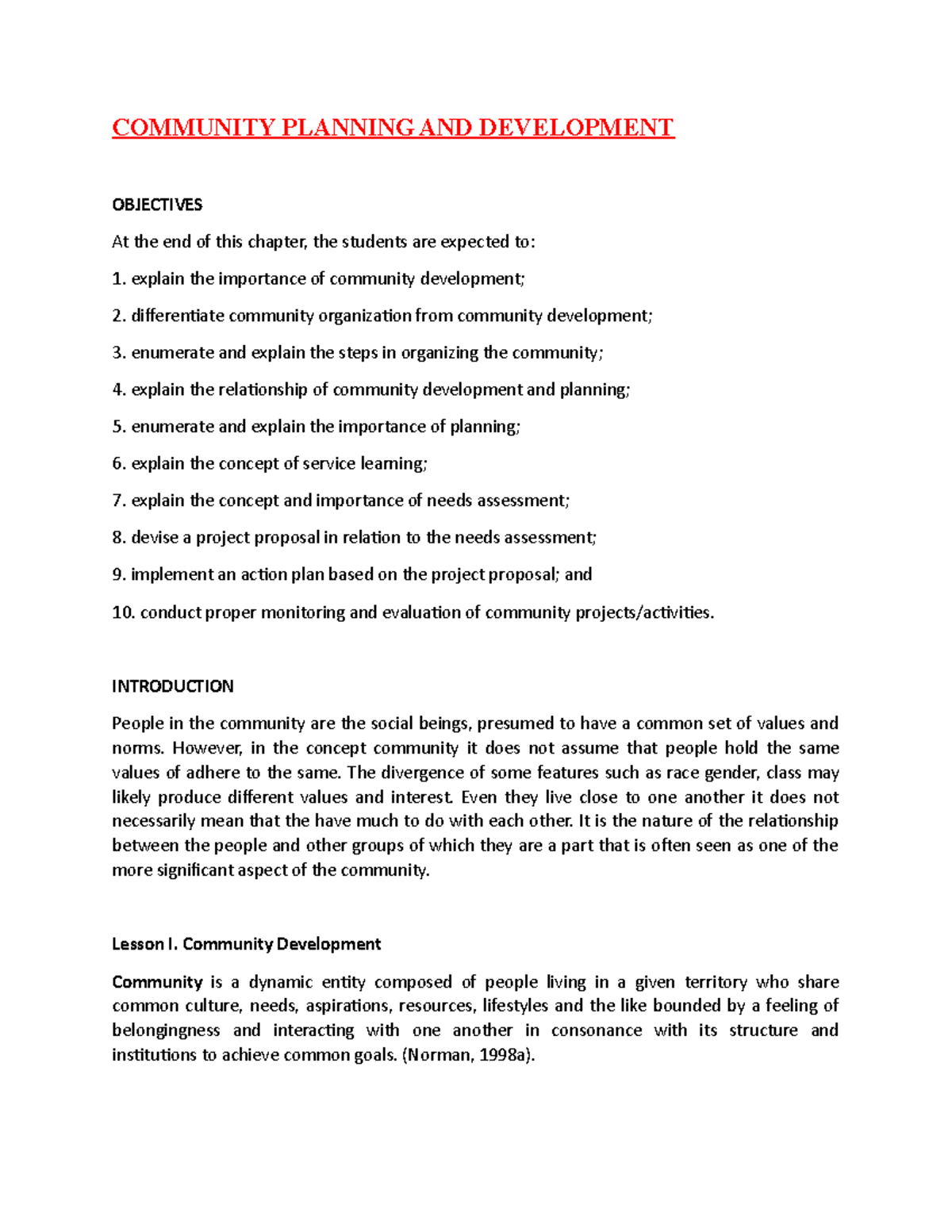 Community Planning and Development - COMMUNITY PLANNING AND DEVELOPMENT ...