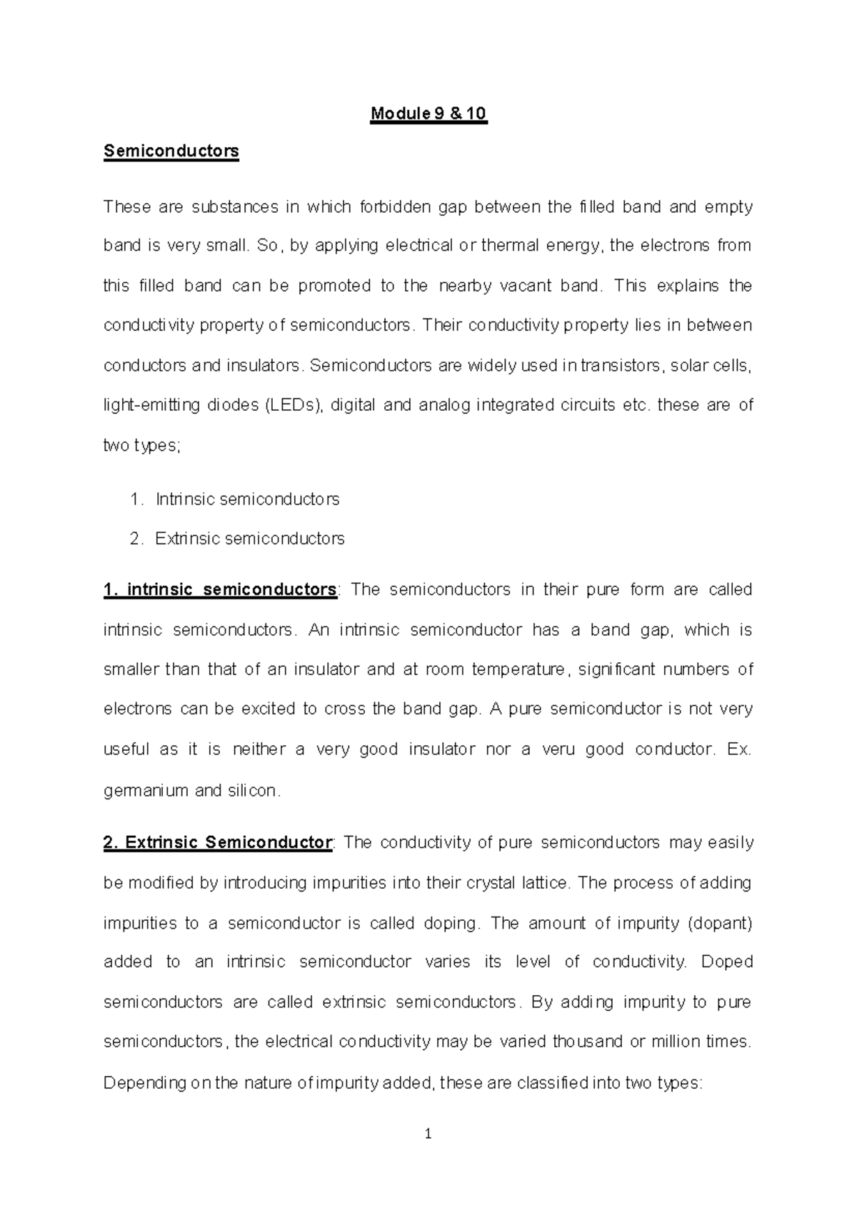 IC,Speciality materials - Module 9 & 10 Semiconductors These are ...