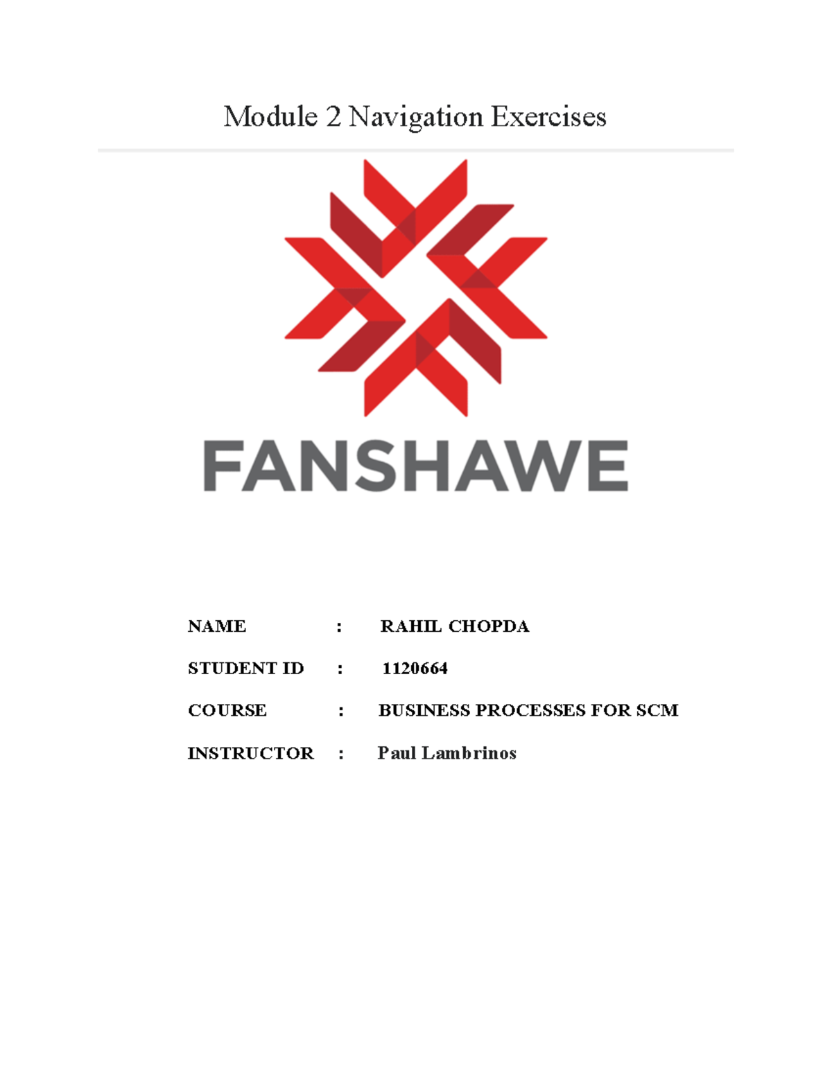 Navigation Exercises - Module 2 Navigation Exercises NAME : RAHIL ...