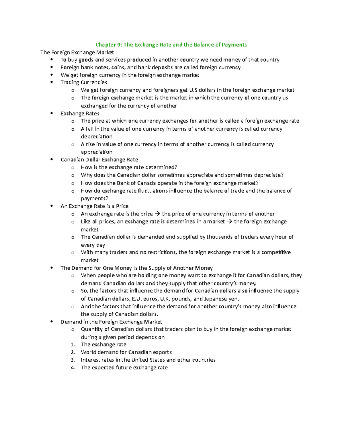 Macroeconomics Chapter 9 - Chapter 9: The Exchange Rate and the Balance ...